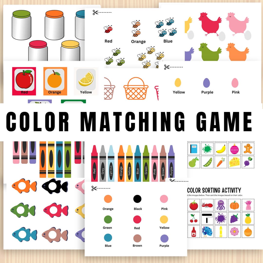 Color Matching Game Printable for Kids, Montessori Color Sorting ...