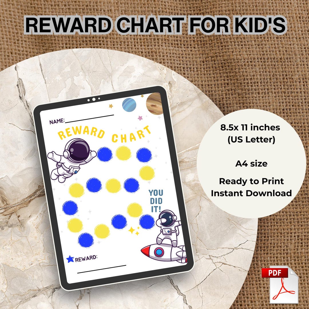 Astronaut Reward Chart for Kids: Printable Chore Chart (digital ...
