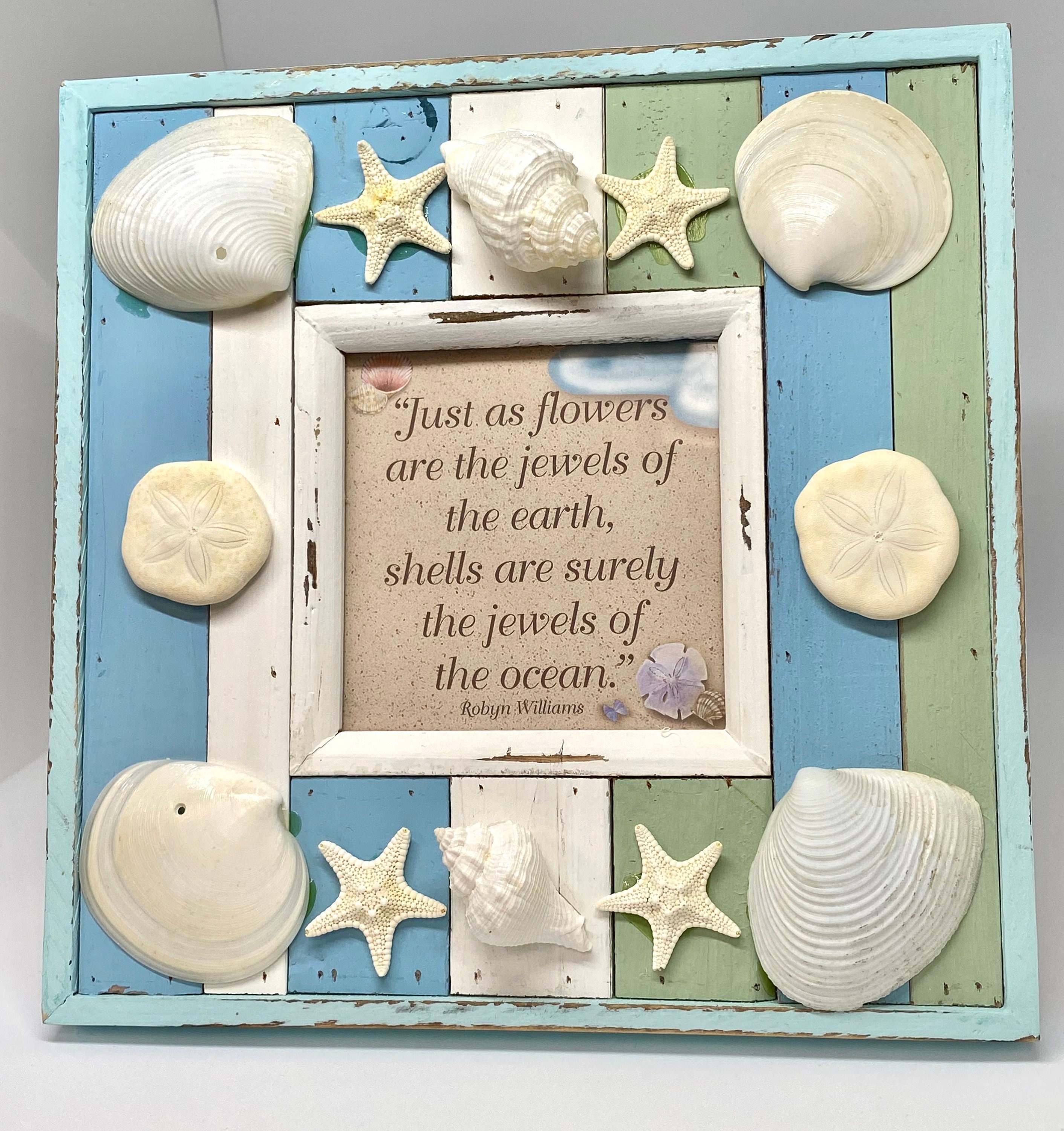 Beach, Multi-color, Distressed, Wooden Picture Frame. Coastal, Nautical ...