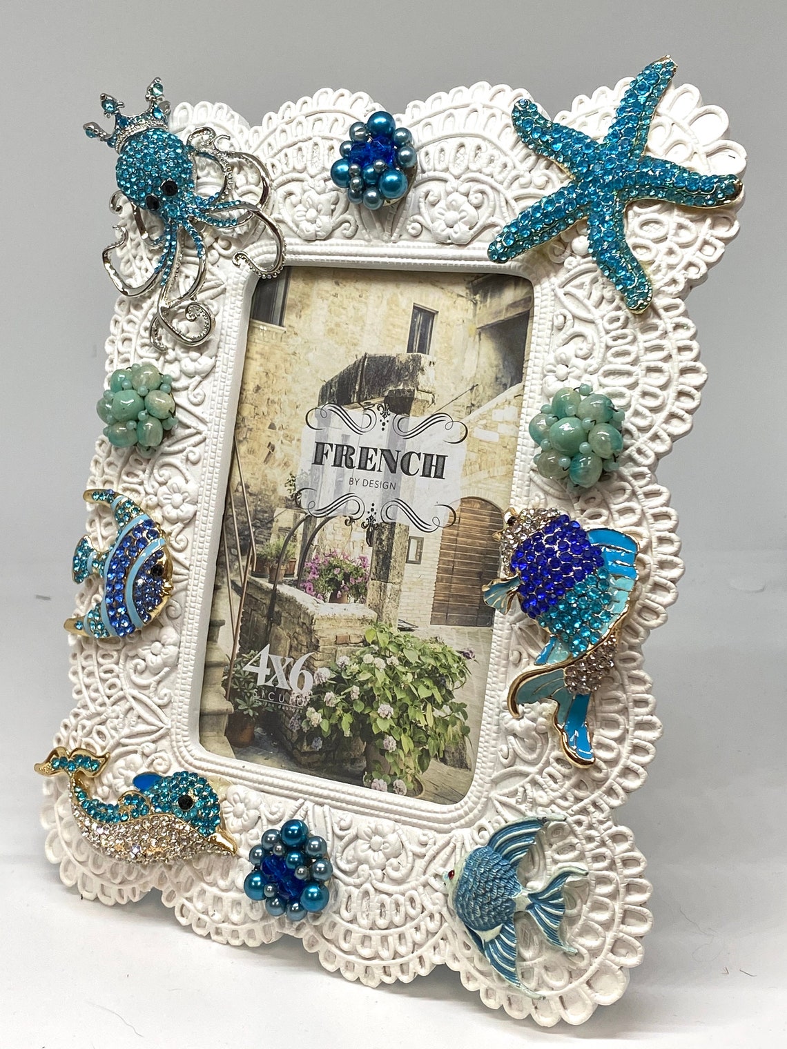 Stunning White, Ocean Inspired Jewelry Picture Frame, Beach, Ocean ...