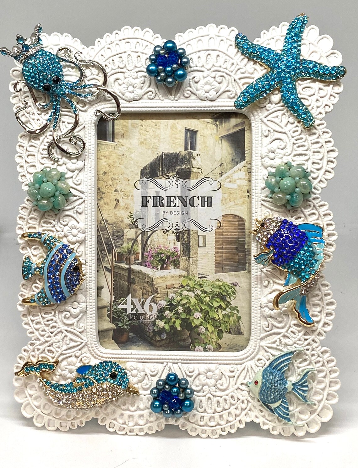 Stunning White, Ocean Inspired Jewelry Picture Frame, Beach, Ocean ...