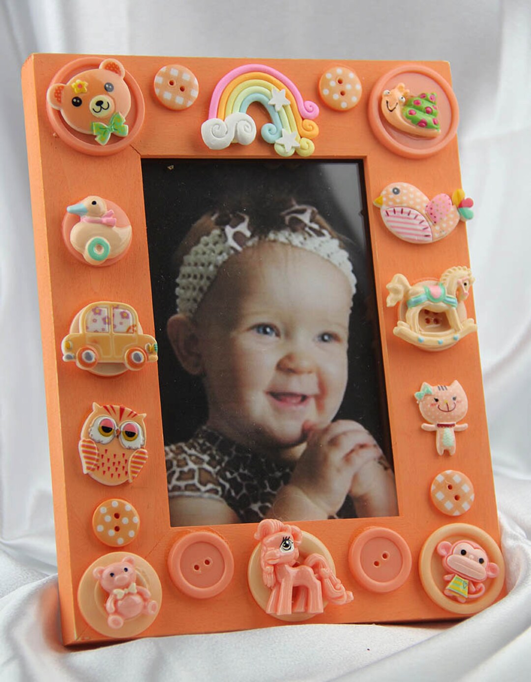 Children's Orange Button Picture Frame All Occasion - Etsy