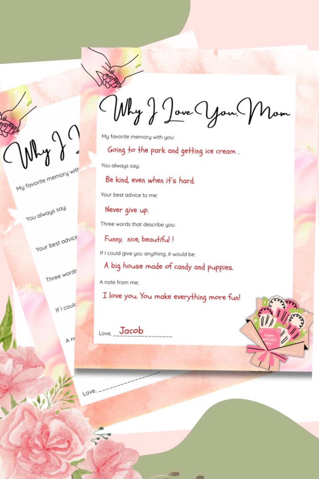 Why I Love You, Mom Printable Gift for Mother’s Day, Mother’s Day ...