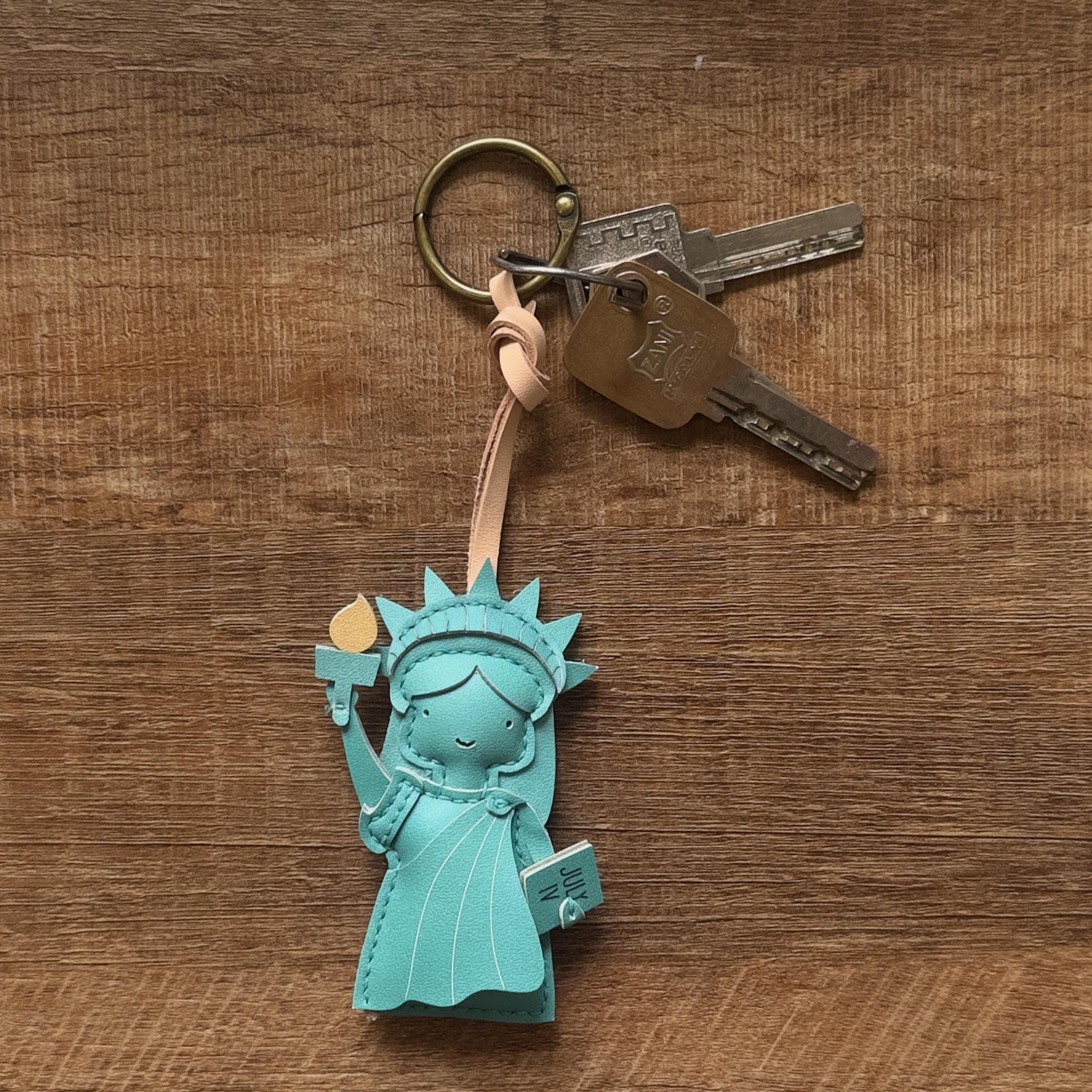 Handcrafted Lady Liberty Leather Charm, Travel Gift, Handmade Bag Charm ...
