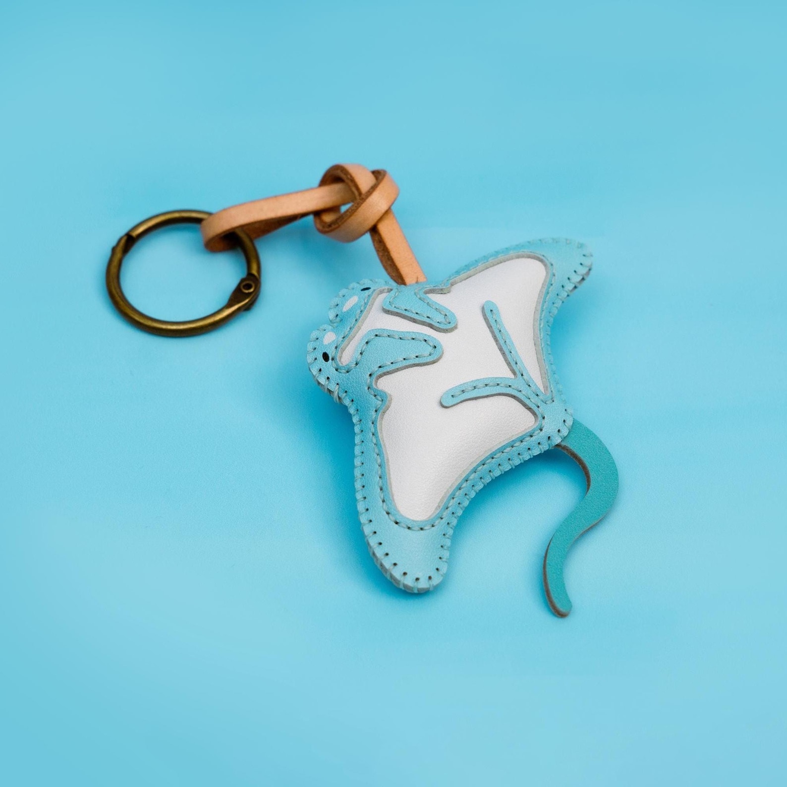 Handmade STINGRAY Leather Bag Charm, Ocean Animal Keychain, Ocean ...