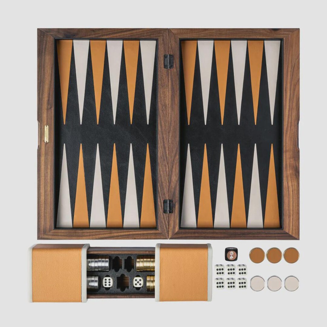Orange and Light Gray Luxury Backgammon Set – Handcrafted Wood Board ...