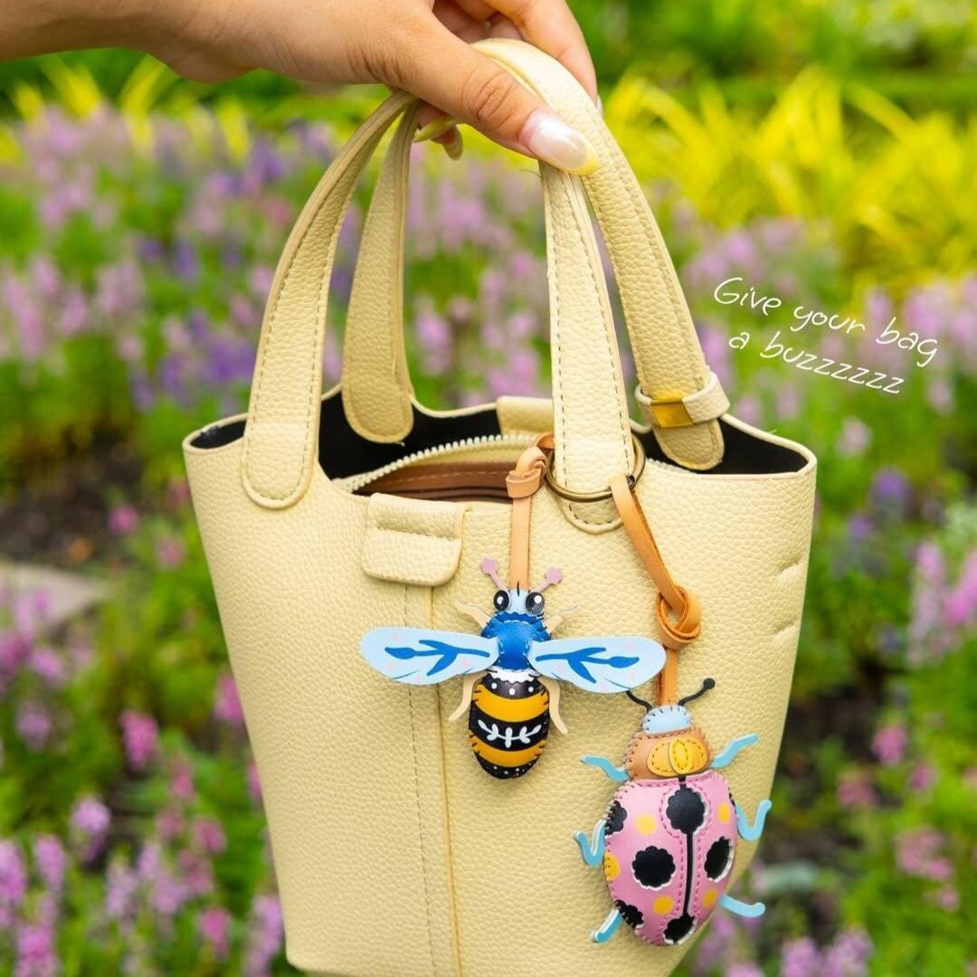 INSECTS Leather Bag Charm Collection, Firefly, Bee, Ladybug ...