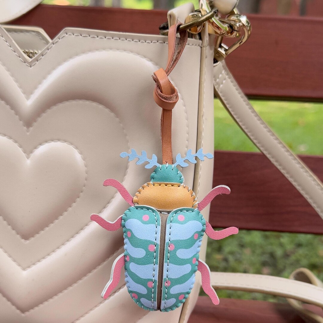BEAN LEAF BEETLE Leather Bag Charm, Firefly, Bee, Ladybug, Grasshopper ...