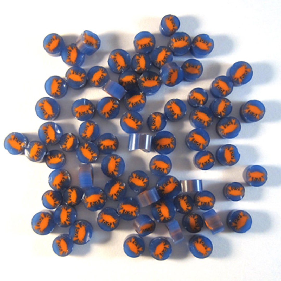 Crab Murrine, 0.5 Oz Precut, 90 COE Fusable Glass Murrini Millefiori ...