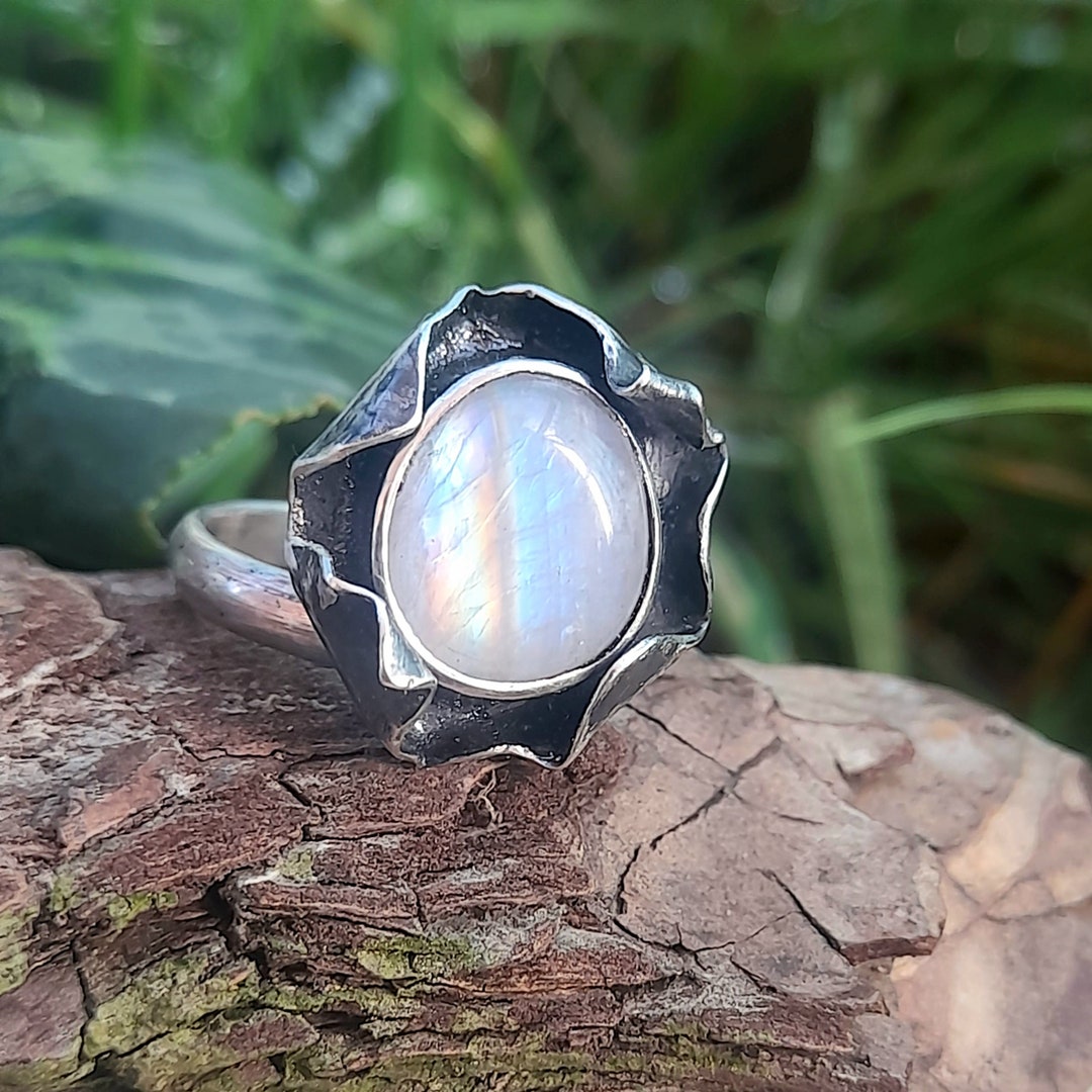 Moonstone Ring. Sterling Silver and Moonstone Ring. Natural Moonstone ...
