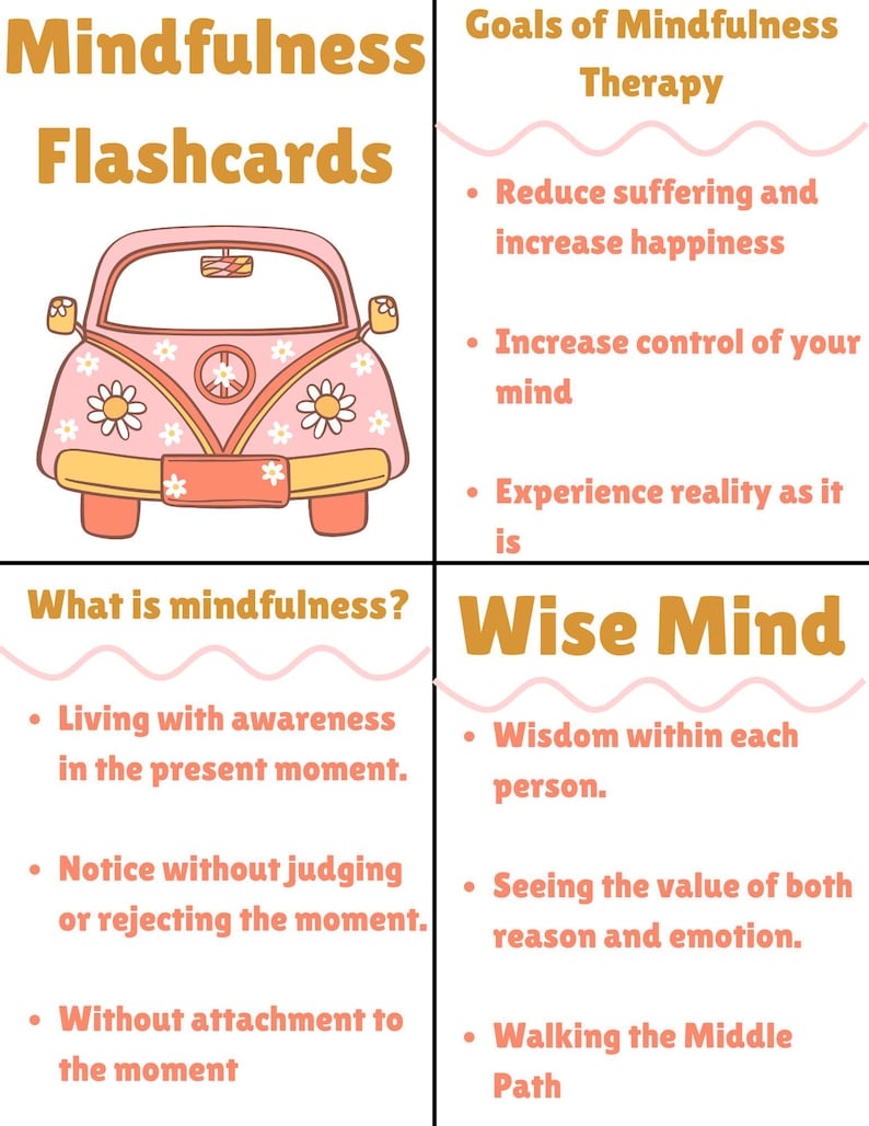 DBT Mindfulness Flashcards – Printable Mental Health Coping Skills for ...