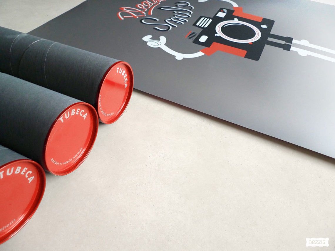 Camera Screenprint Poster Please Smile - Etsy