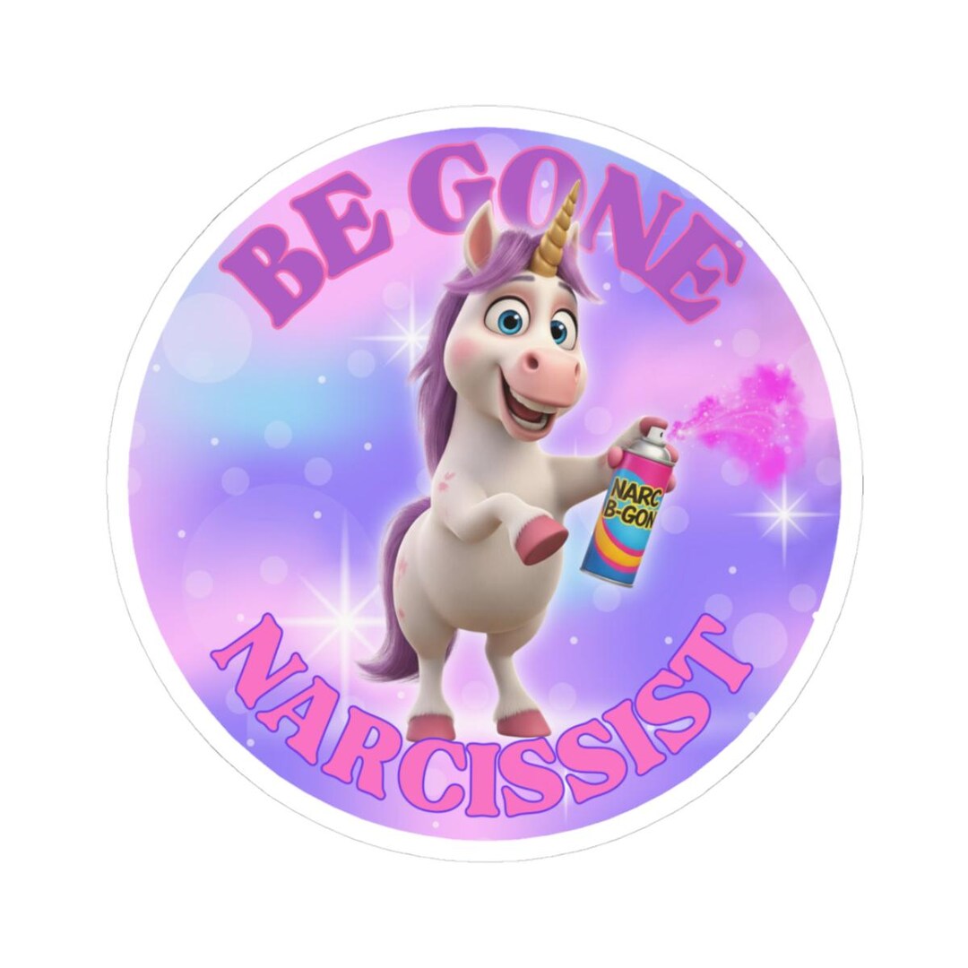 Vinyl UNICORN Sticker, Kiss-cut Round Sticker Design, Narcissistic ...
