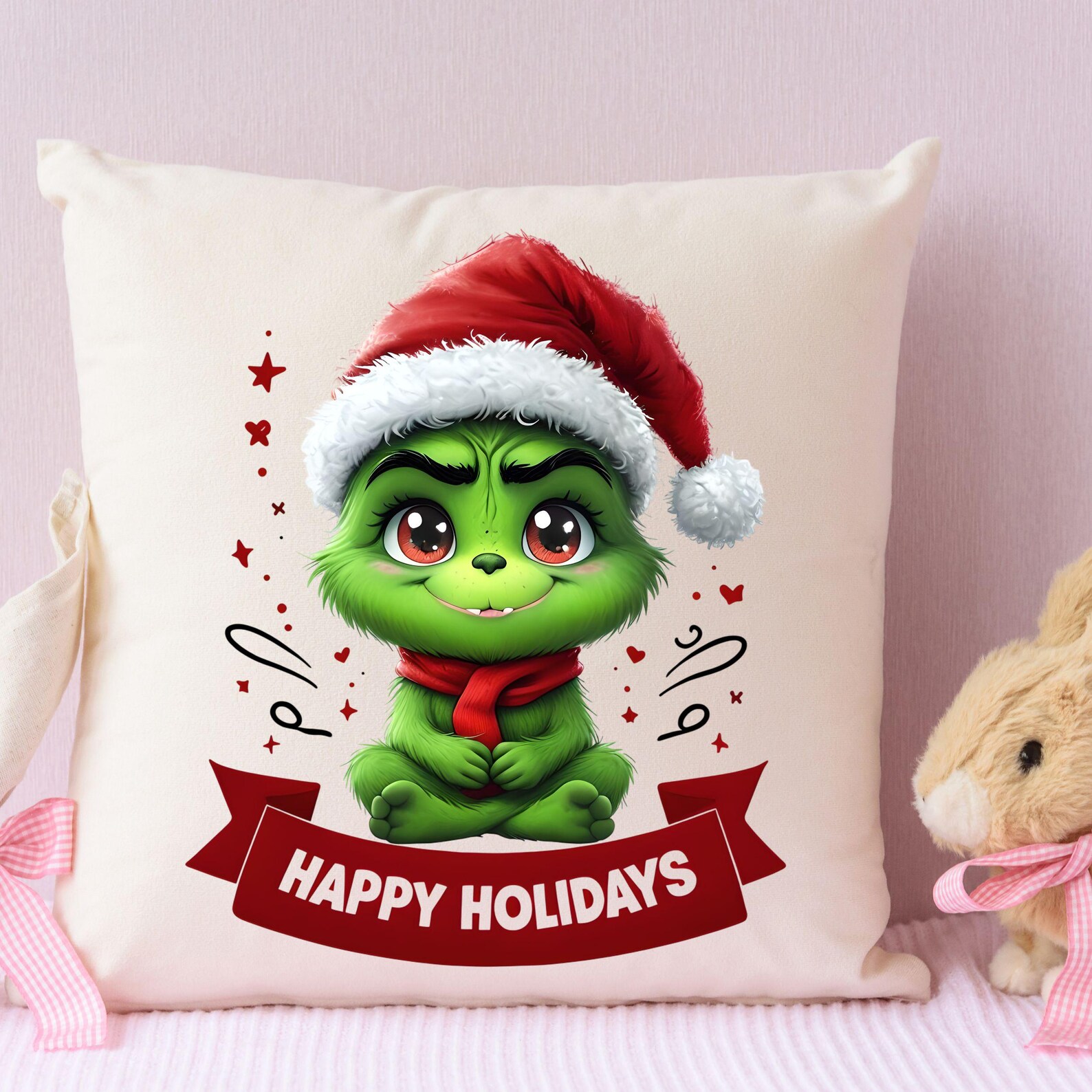 Happy Holliday PNG | Whimsical Grinch Face Clipart | Funny Green ...