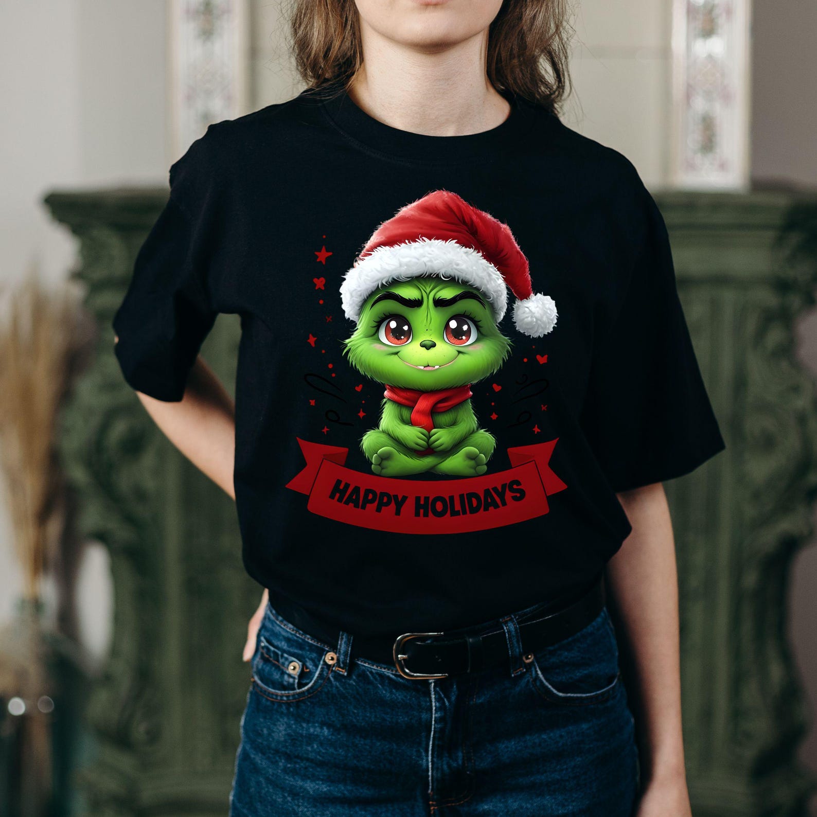 Happy Holliday PNG | Whimsical Grinch Face Clipart | Funny Green ...