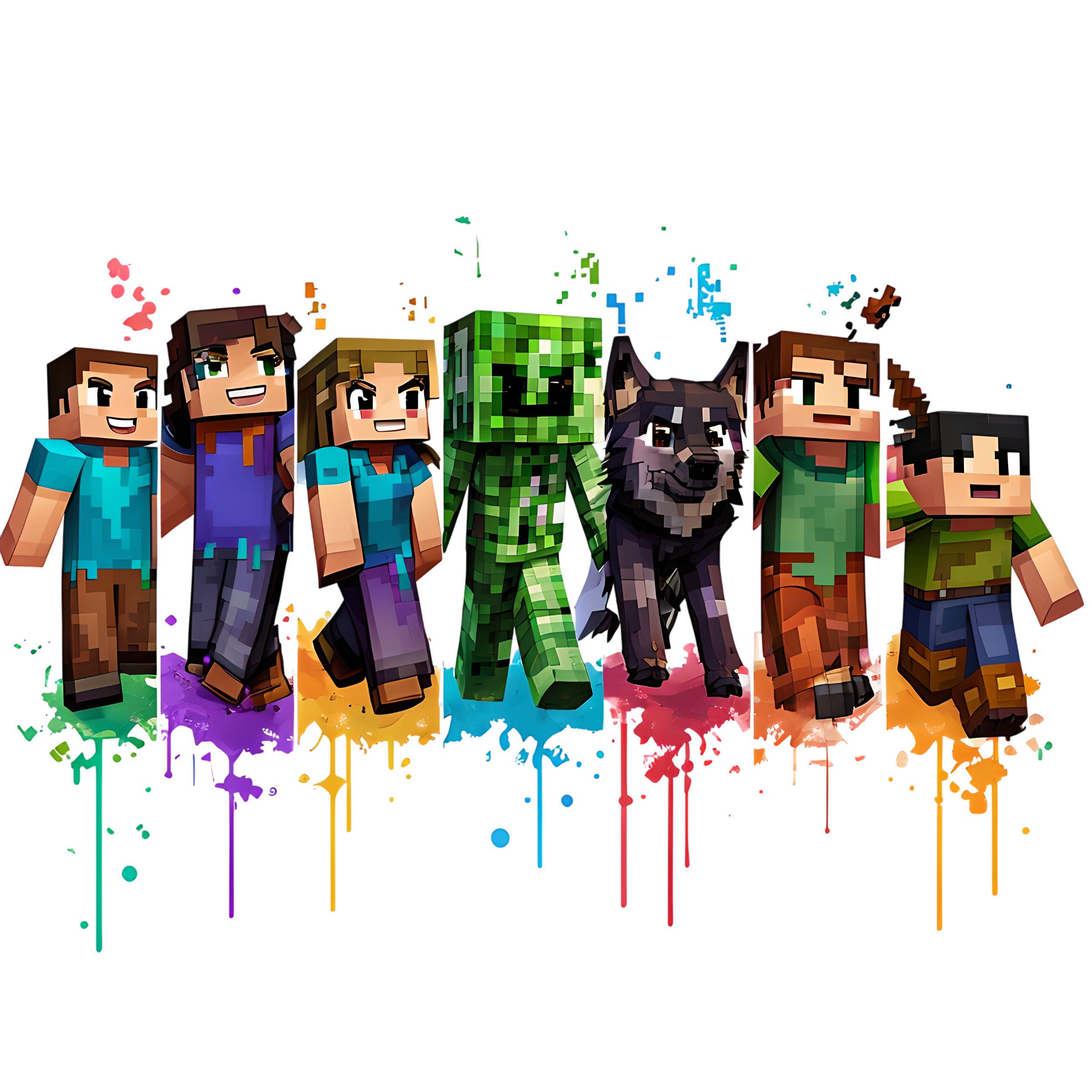 Voxel Block Character PNG | Color Splash Behind Each Figure | Retro ...