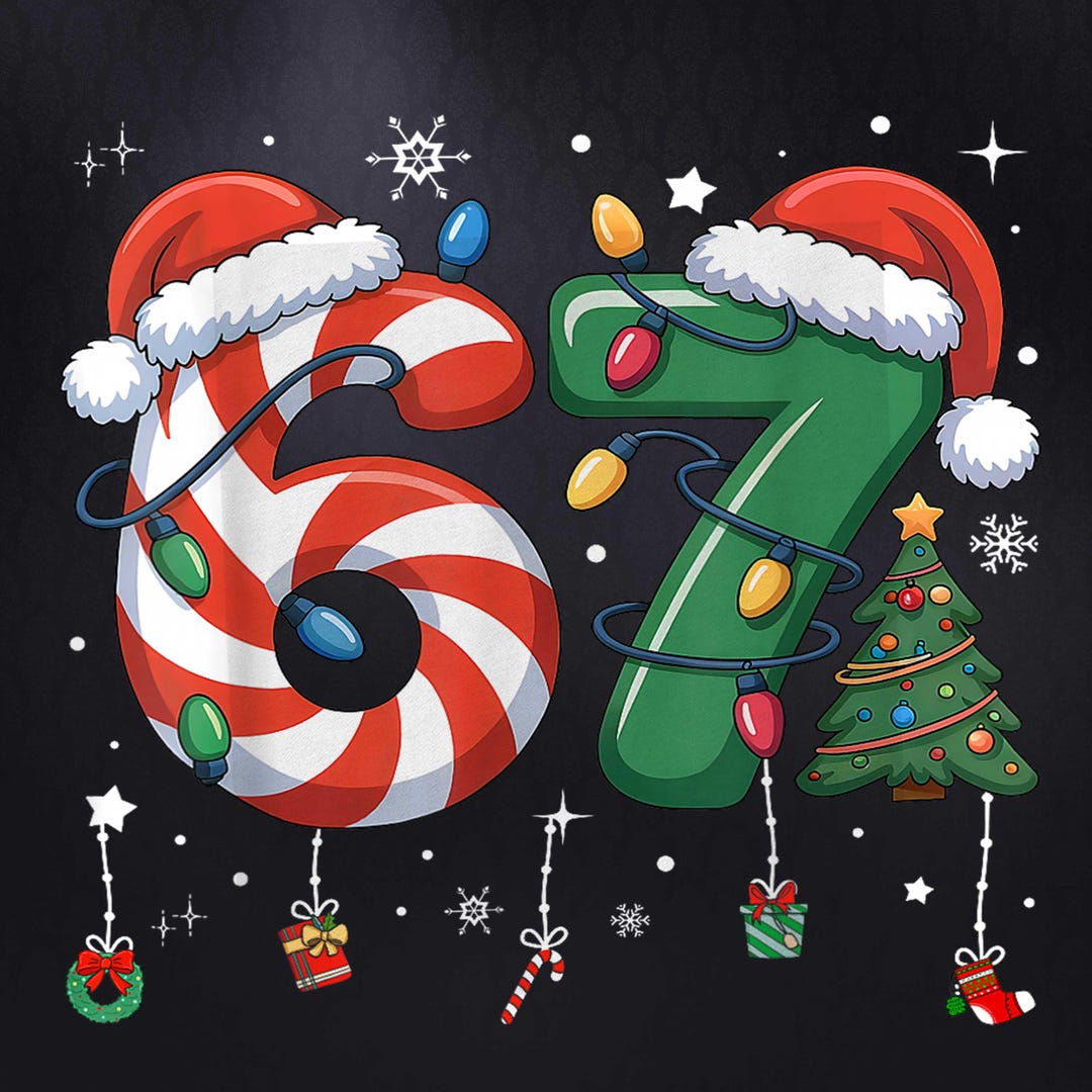 67th Birthday Lights Christmas PNG, Candy Cane Number 67 Sublimation ...