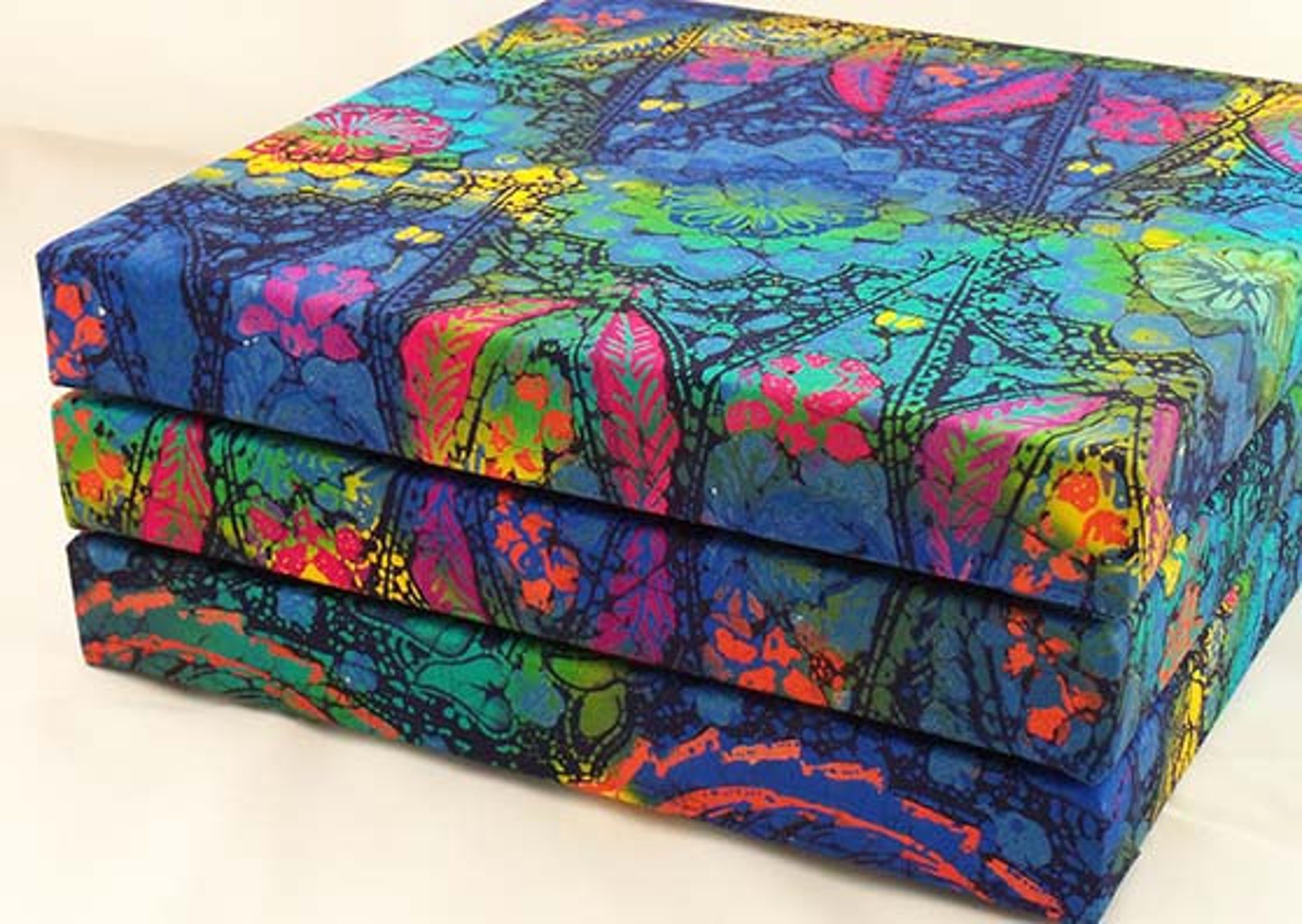 Batik Fabric Covered Artist Canvas Triptych | Etsy