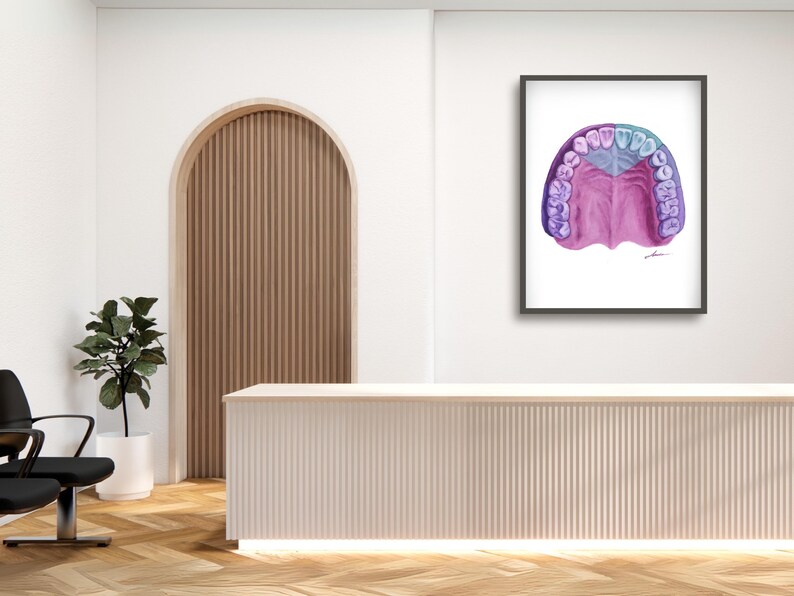 Dental Art Print: Pink Maxillary Nerve Blocks Watercolor - Dentist ...