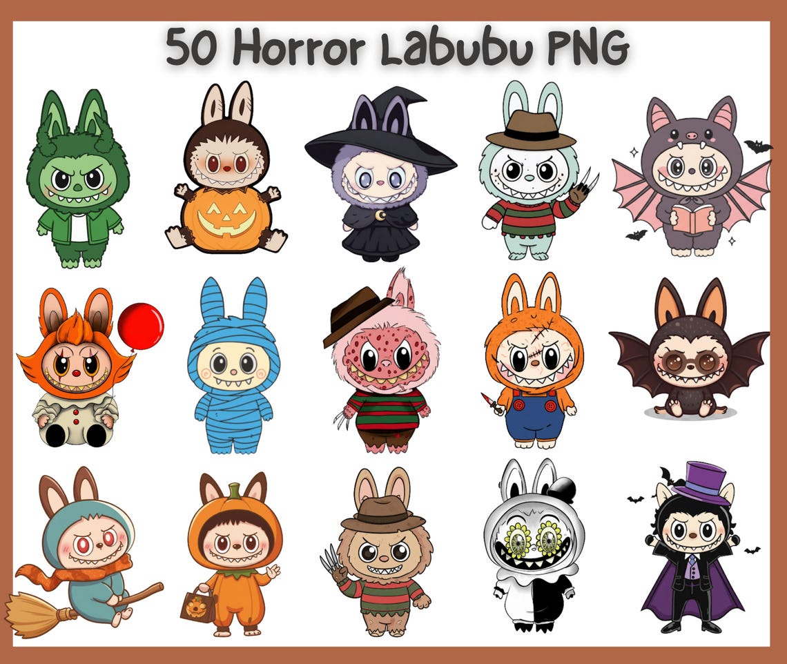 50 Halloween Labubu Png Clipart, Horror Labubu Png, Cute Spooky Labubu ...