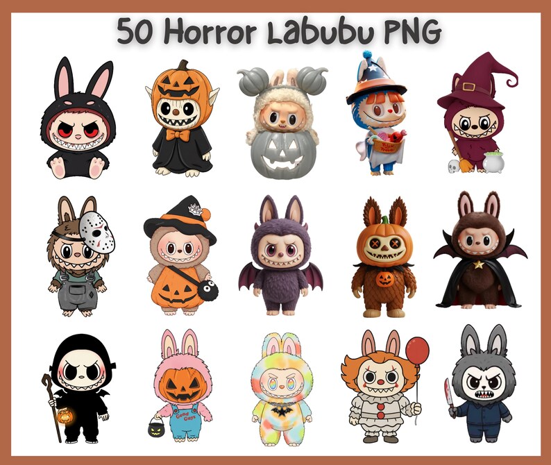 50 Halloween Labubu Png Clipart, Horror Labubu Png, Cute Spooky Labubu ...
