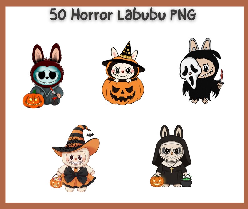 50 Halloween Labubu Png Clipart, Horror Labubu Png, Cute Spooky Labubu ...