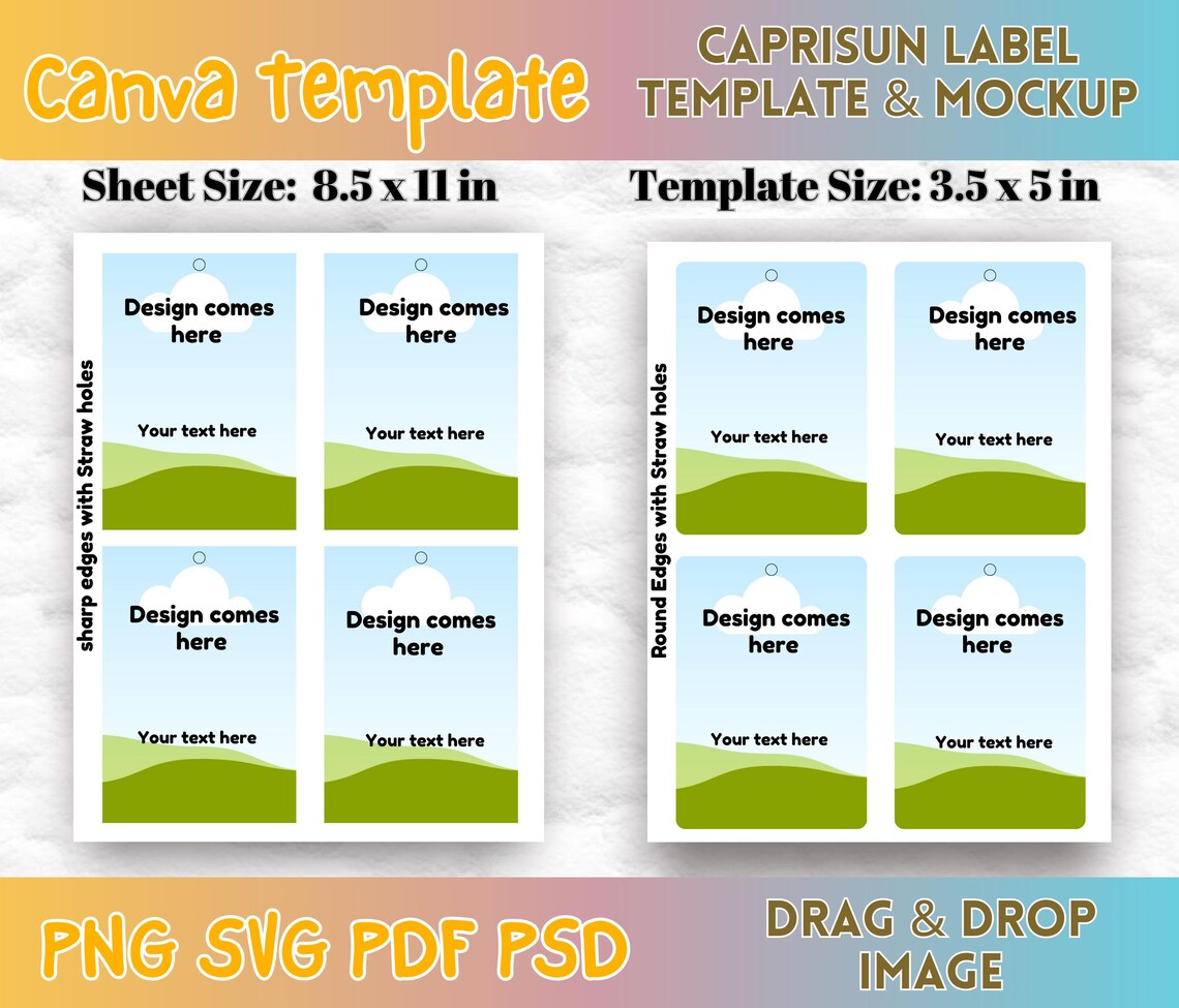 Capri Sun Canva Template Editable Juice Pouch Label Blank Caprisun ...