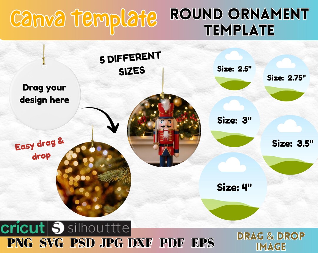 Round Ornament Template Bundle – Christmas Sublimation Frames, Merry ...