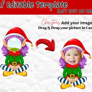 Elf Photo Templates, Add Your Face, 50+ Designs, Christmas PNG, Digital ...