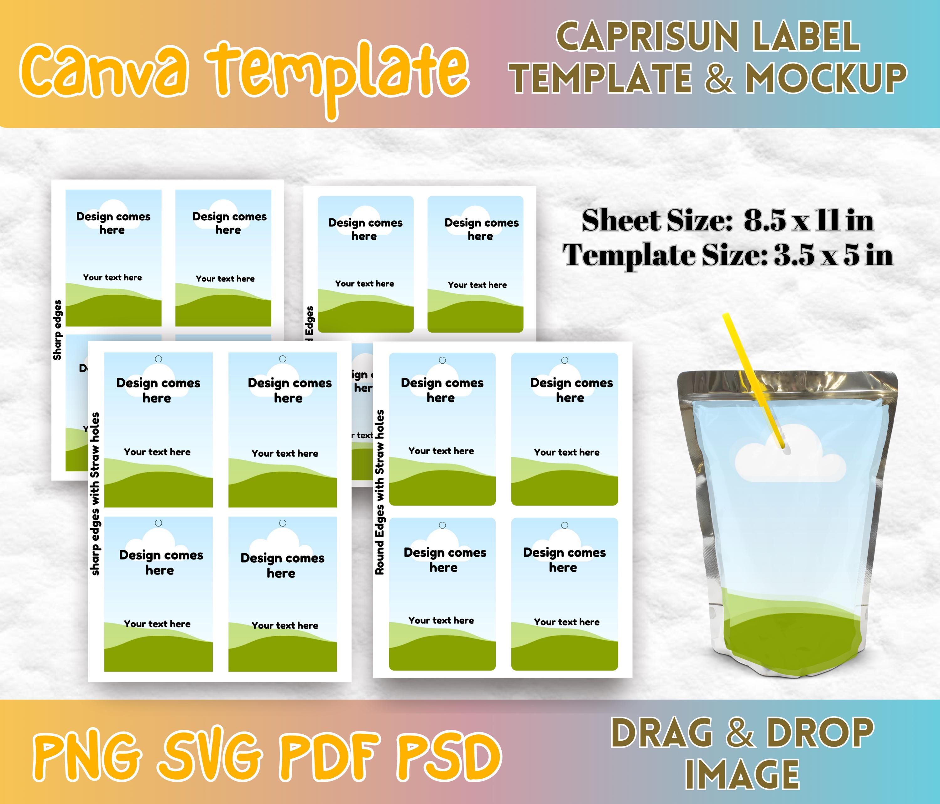 Capri Sun Canva Template Editable Juice Pouch Label Blank Caprisun ...