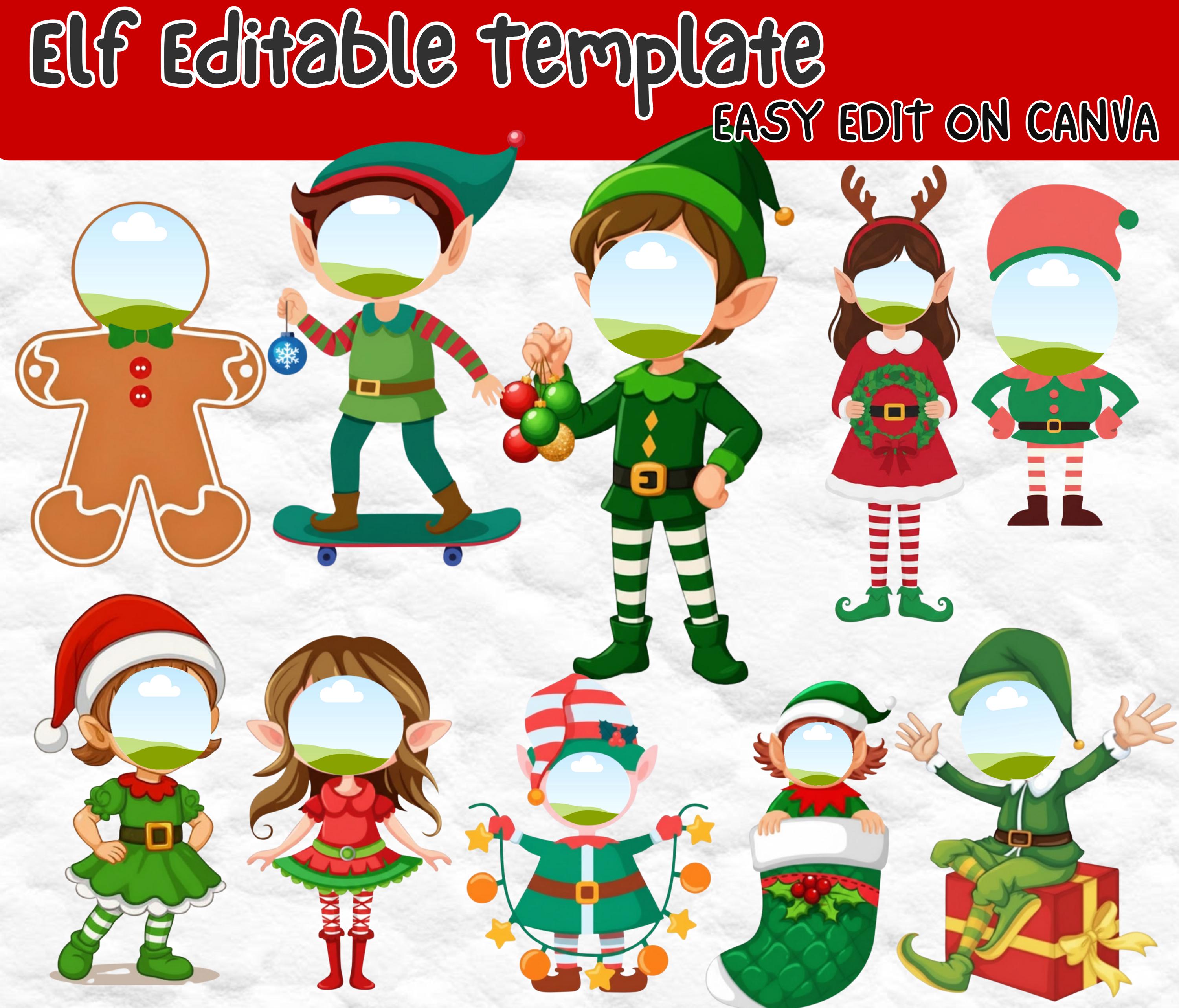 Elf Photo Templates, Add Your Face, 50+ Designs, Christmas PNG, Digital ...