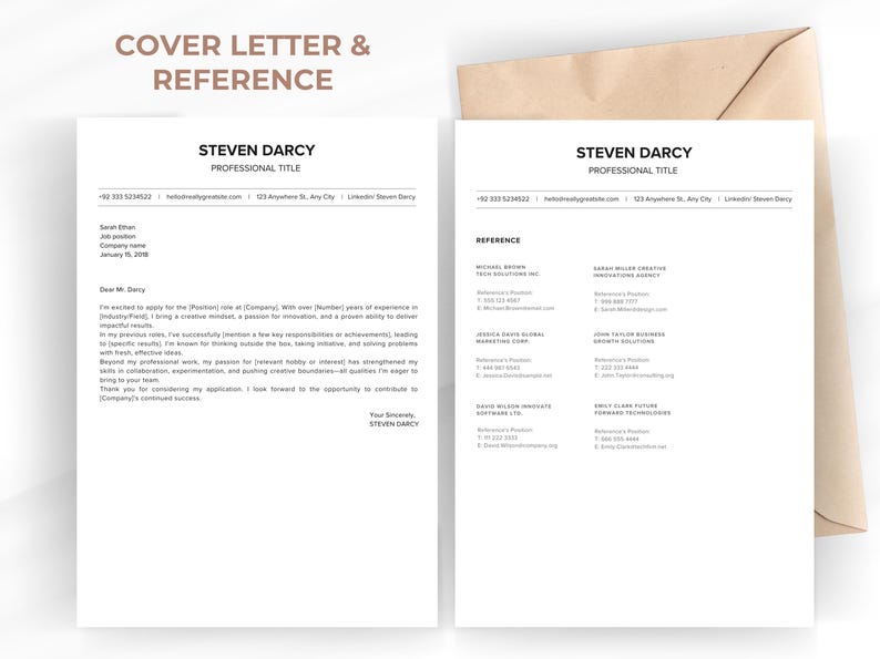 ATS Resume Template, Professional CV, Cover Letter (MS Word) - Etsy