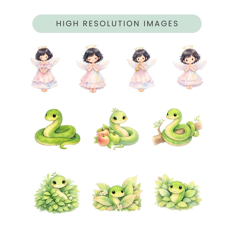 Adam and Eve Clipart, Cute Watercolor Bible Story Illustrations ...