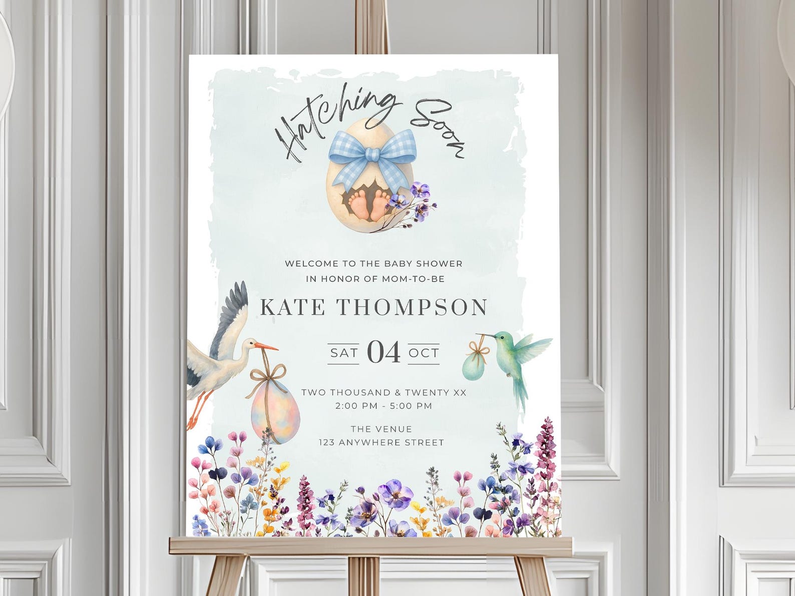 Hatching Soon Baby Shower Welcome Sign, Baby Sprinkle Party for Boy ...