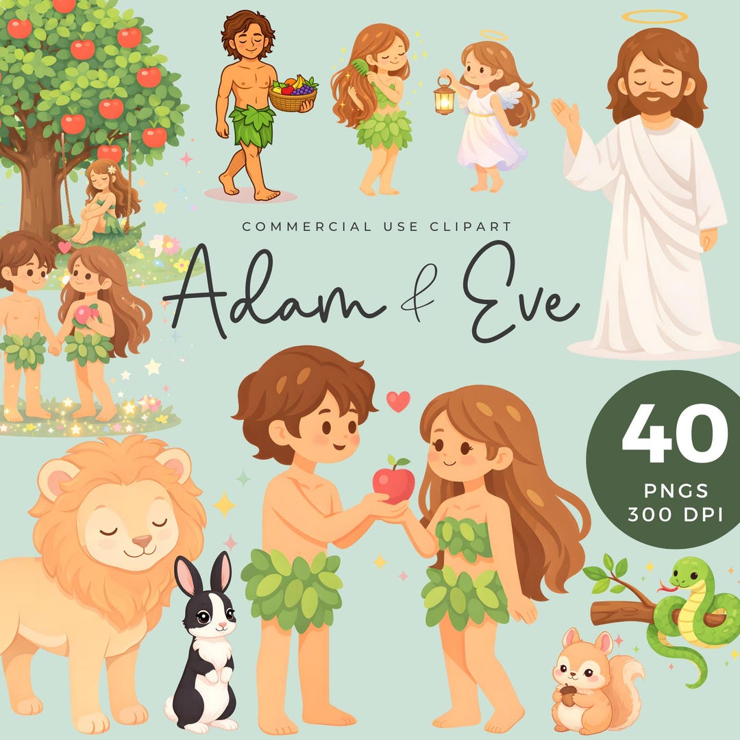 Adam and Eve Clipart, Bible Story Illustrations, Christian Clipart ...