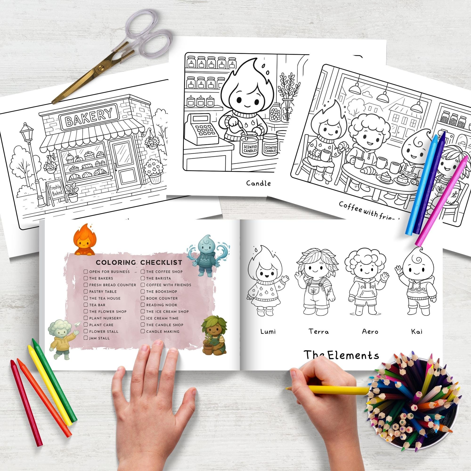 Cozy and Comfy Coloring Pages, Cozy Elements Open for Business ...