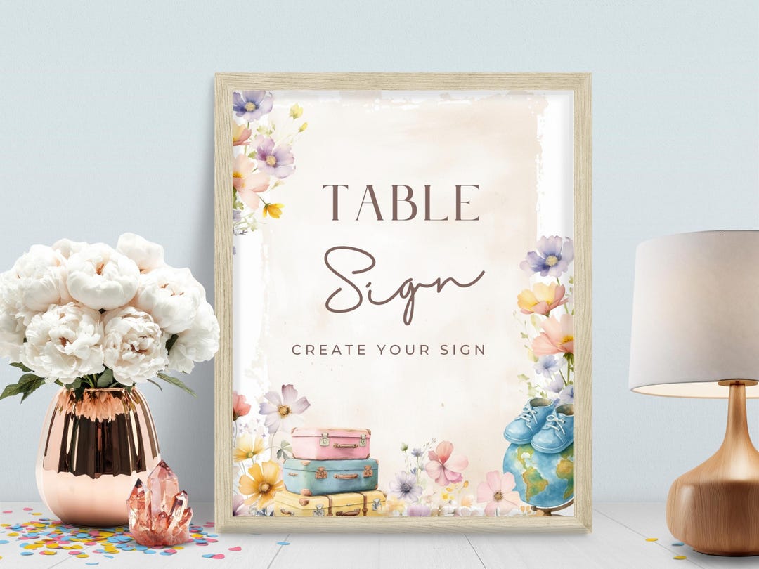 Travel Theme Baby Shower Sign Bundle, Editable Templates in Canva ...