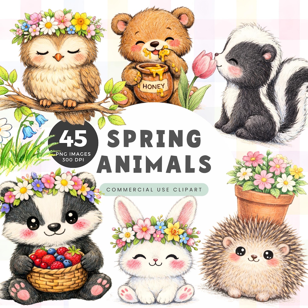 Spring Animals Clipart, Cute Springtime Woodland Animals, Easter Forest ...