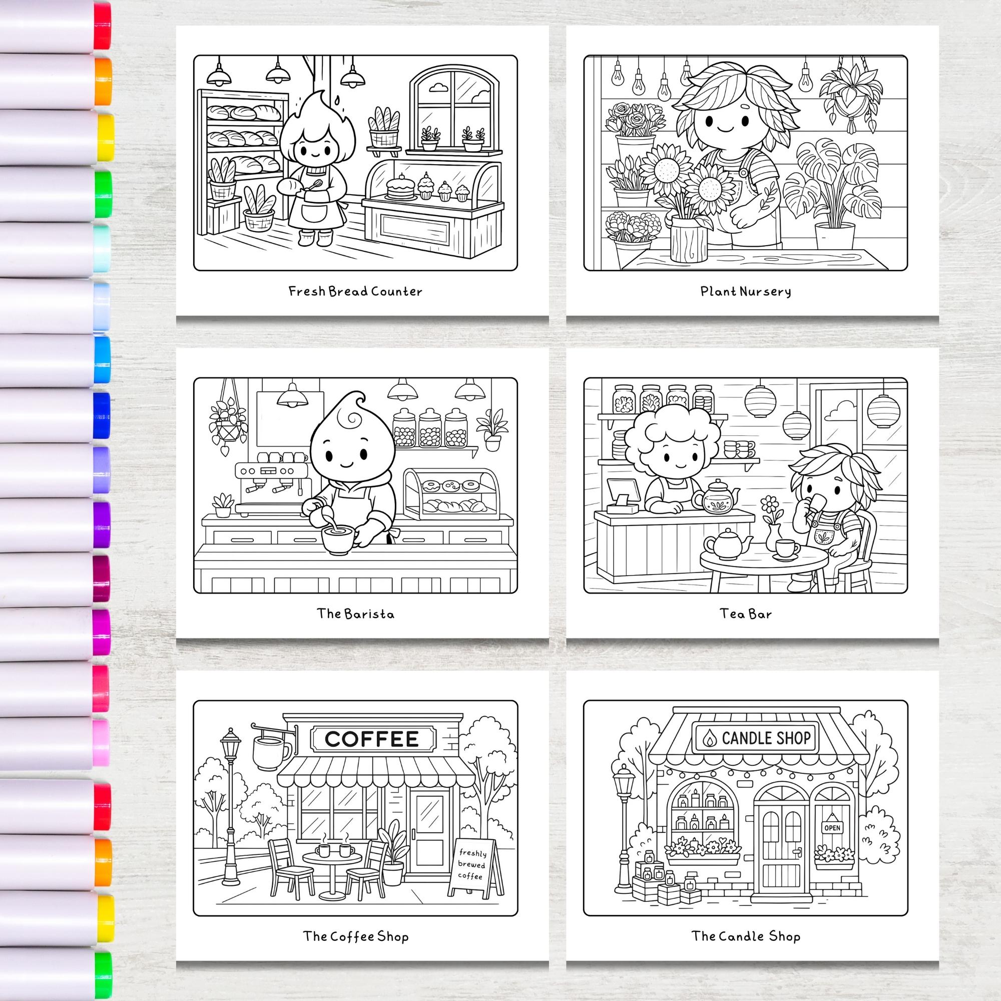 Cozy and Comfy Coloring Pages, Cozy Elements Open for Business ...