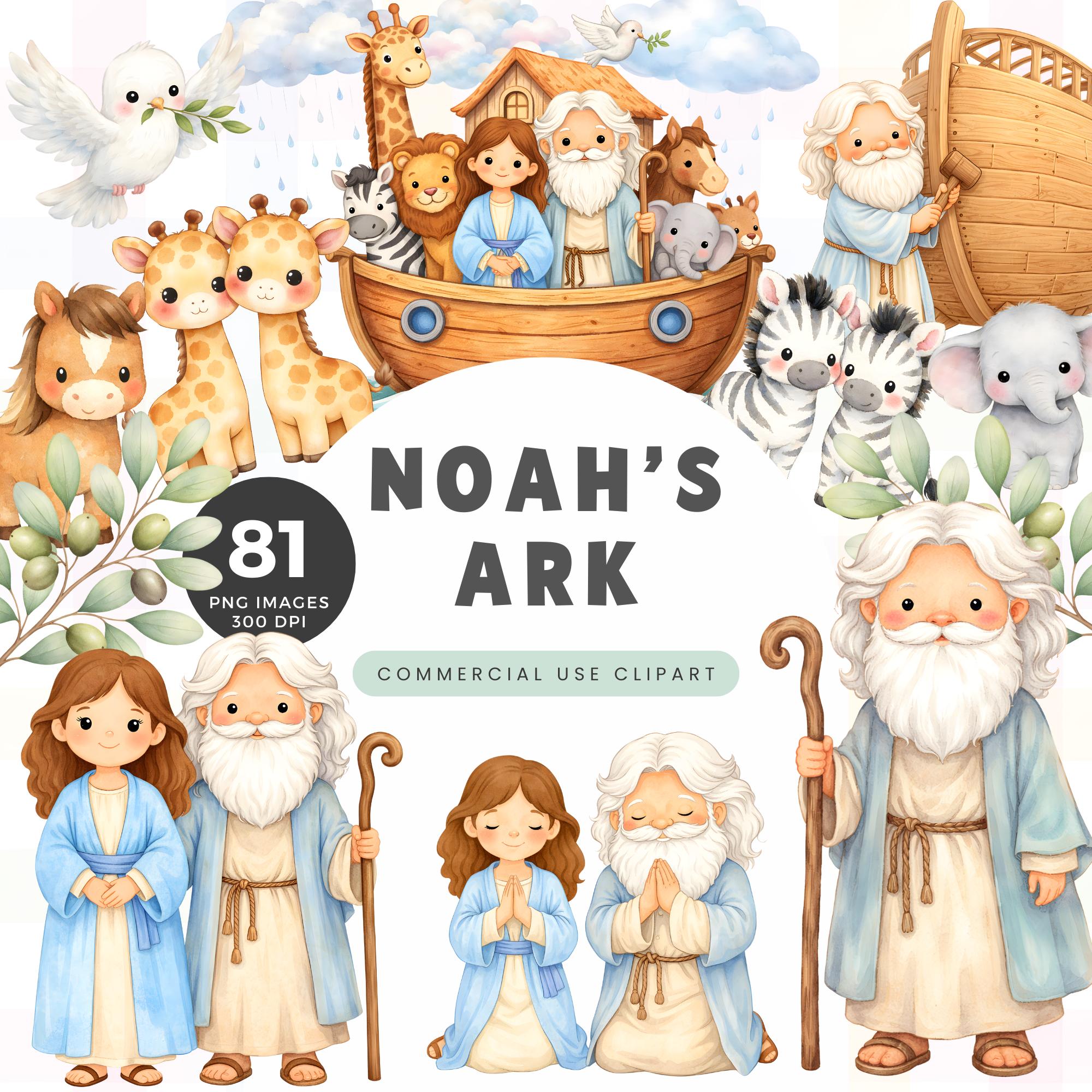 Noah’s Ark Clipart, Bible Story Illustrations, Old Testament Bible ...