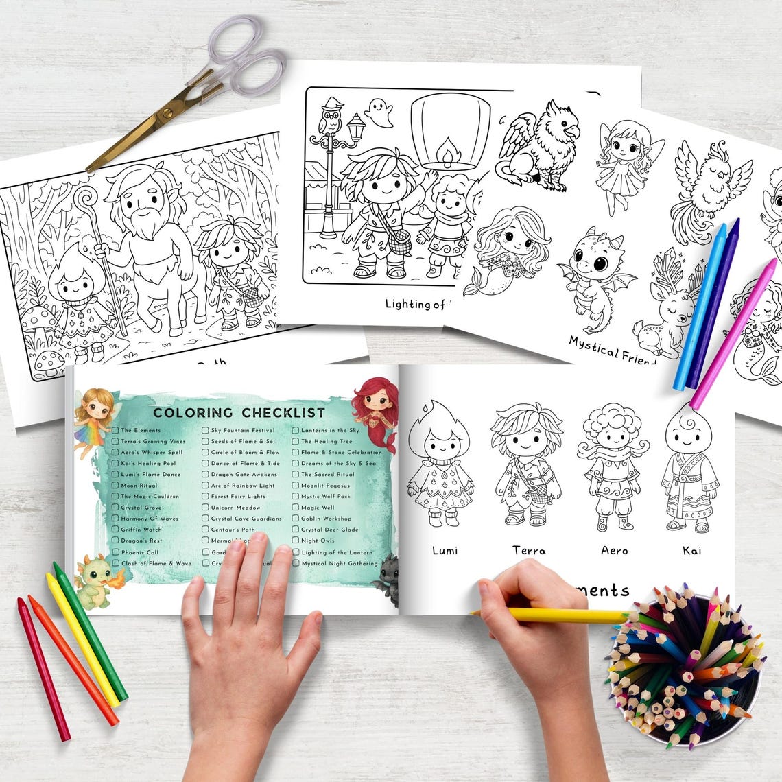 Cozy and Comfy Coloring Pages, Magical Elements V.4, Printable Activity ...