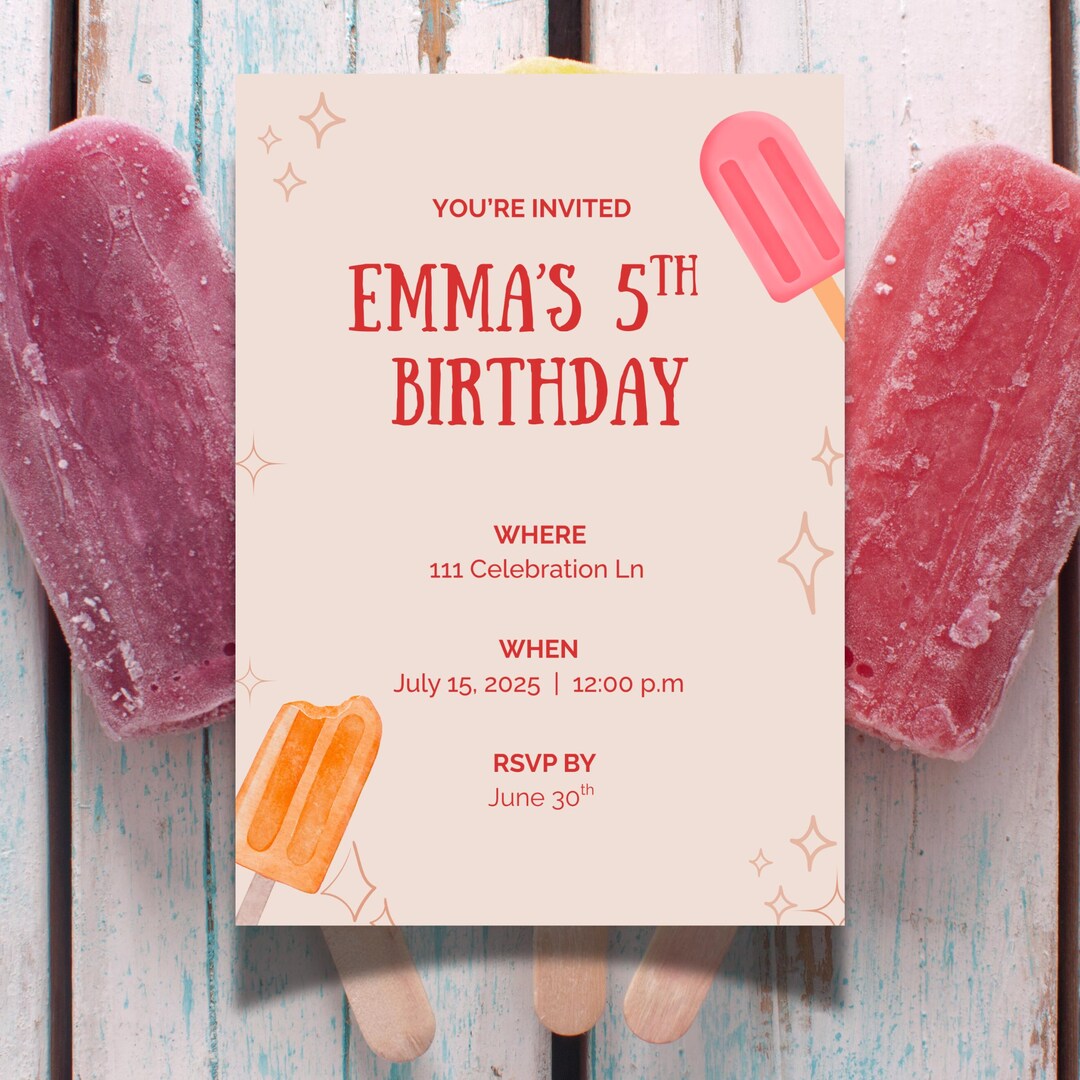 Children's Summer Birthday Invitation - Etsy