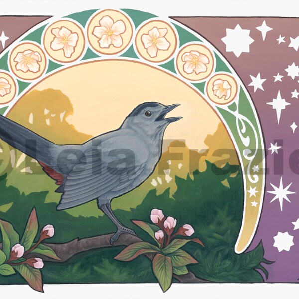 Catbird Painting - Etsy