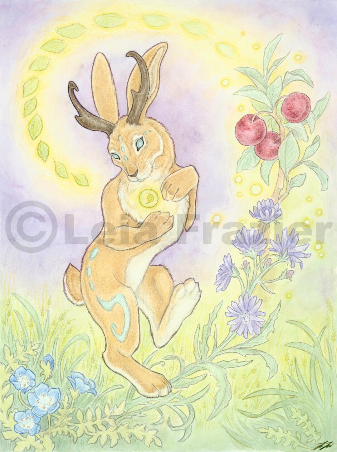 Jackalope Magic Art Print From Original Watercolor Painting - Etsy