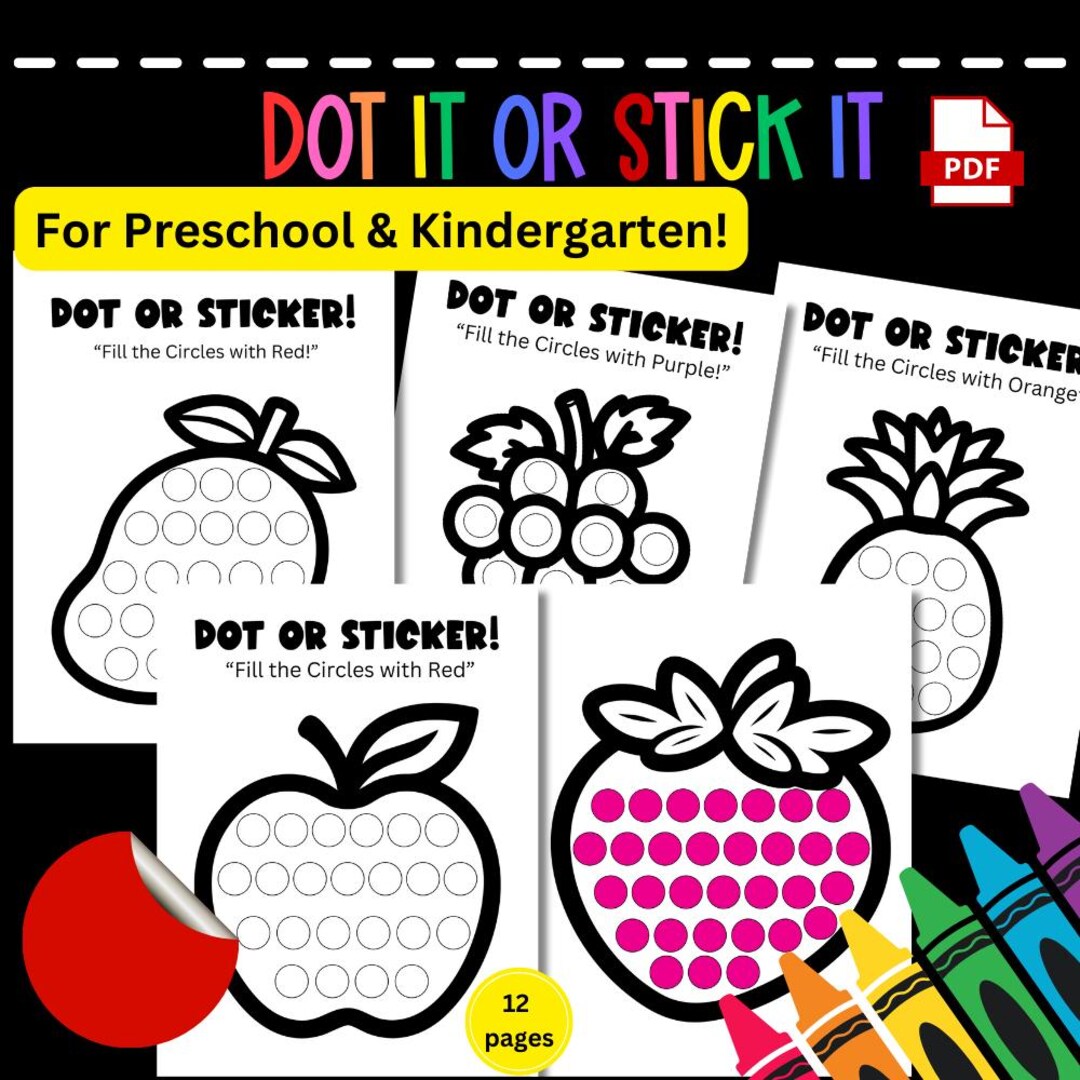 Fruit Dot & Color Activity Pages for Kids | 12 Printable PDF | Dot ...