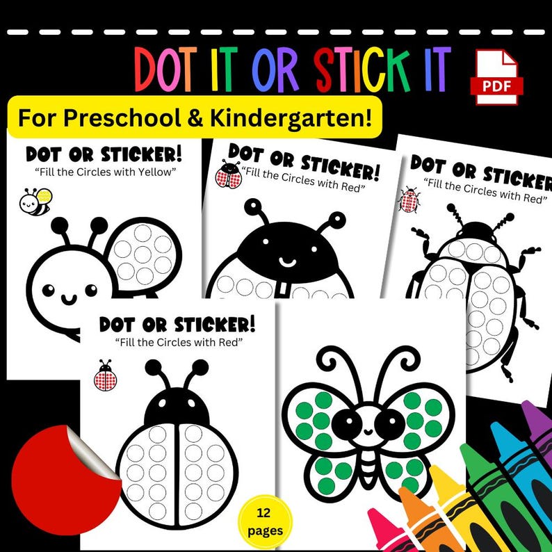 Insects Dot Marker & Dot Sticker Worksheets for Kids | 12 Printable PDF ...