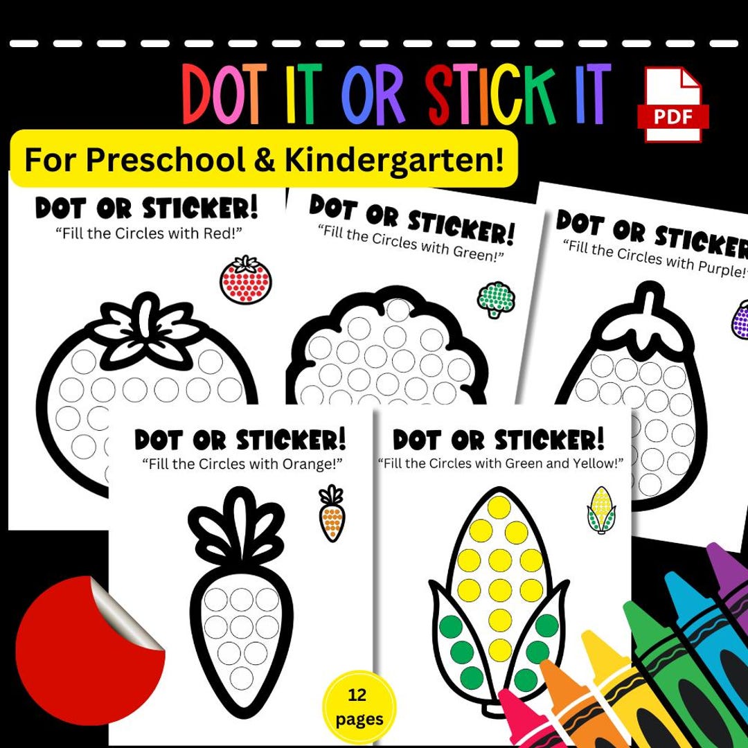 Vegetable Dot Marker and Sticker Activity Pages | 12 Printable PDF ...