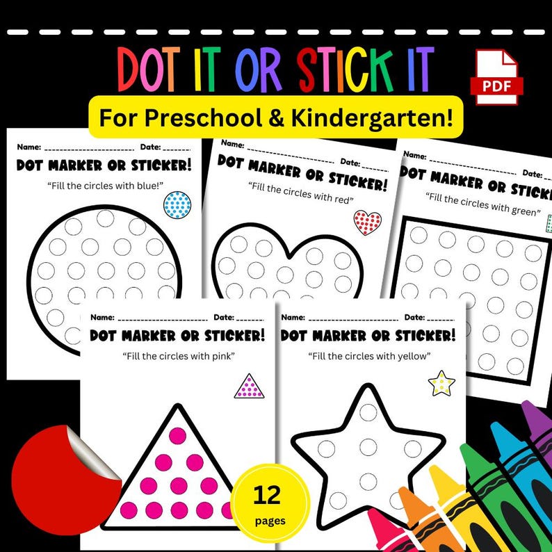 Dot Marker Shapes Worksheets for Kids | Circle, Triangle, Square, Star ...