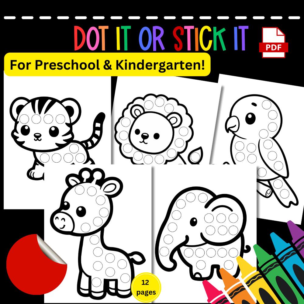 Safari Animal Dot Marker, Sticker, and Fingerprint Activity for Kids ...
