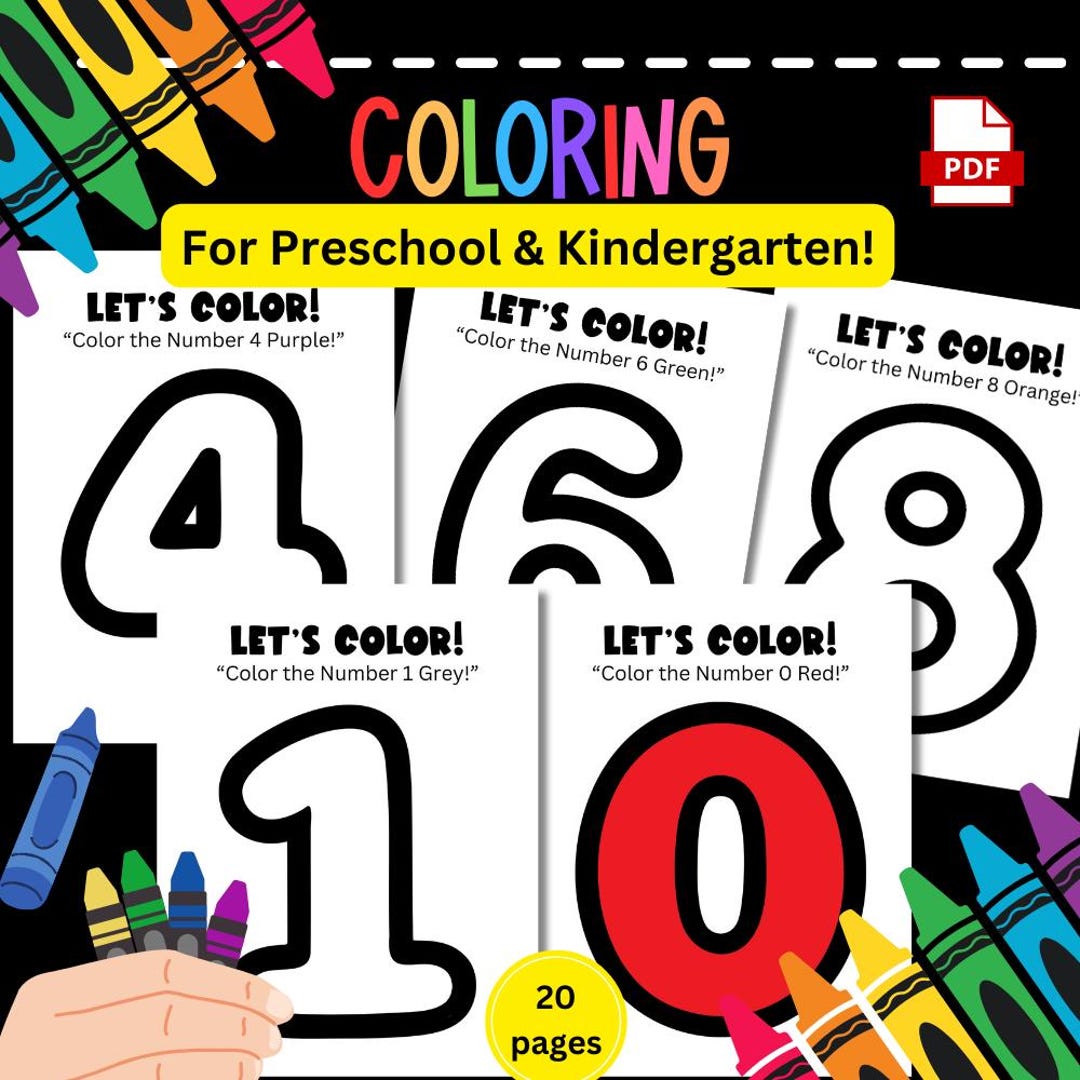 Number Coloring Pages 0–9 for Kids | 20 Big Bold Printable Worksheets ...